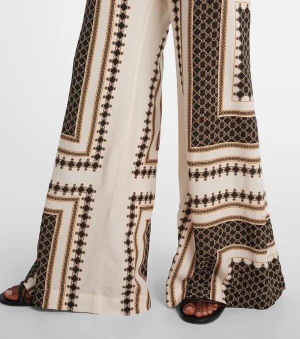 Zimmermann Printed Wide-leg Silk-blend Trousers