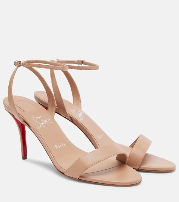CHRISTIAN LOUBOUTIN Miss Z 80 Leather Sandals - Beige