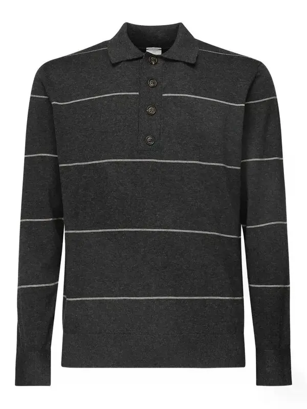 Eleventy Striped Long-sleeve Polo Shirt