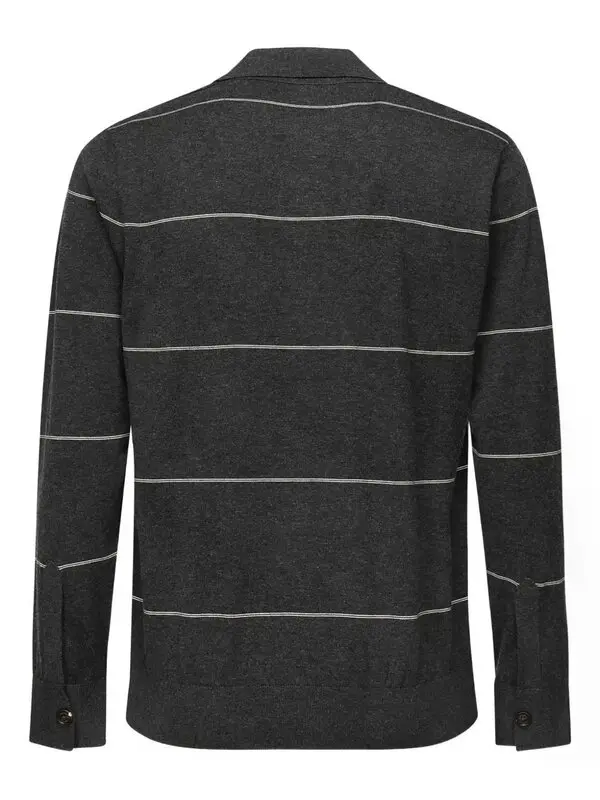 Eleventy Striped Long-sleeve Polo Shirt