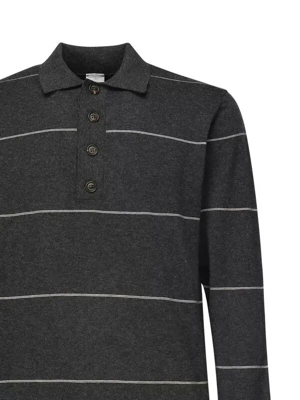 Eleventy Striped Long-sleeve Polo Shirt