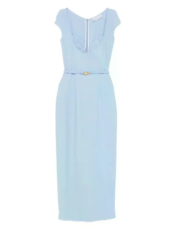 ROWEN ROSE Belted Cap-sleeve Maxi Dress