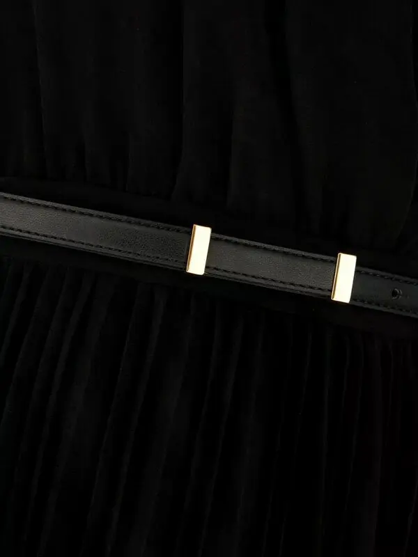 Max Mara Pleated Belted Midi Dress