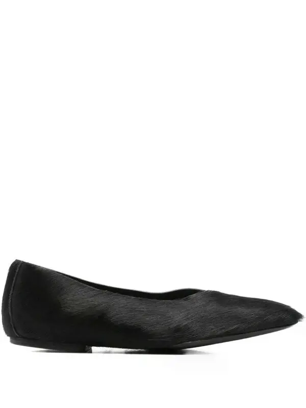Rick Owens Square-toe Calf-hair Ballet Flats - Black