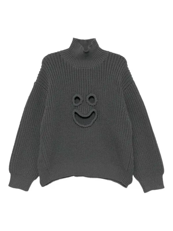 MELITTA BAUMEISTER High Neck Face Design Jumper - Grey