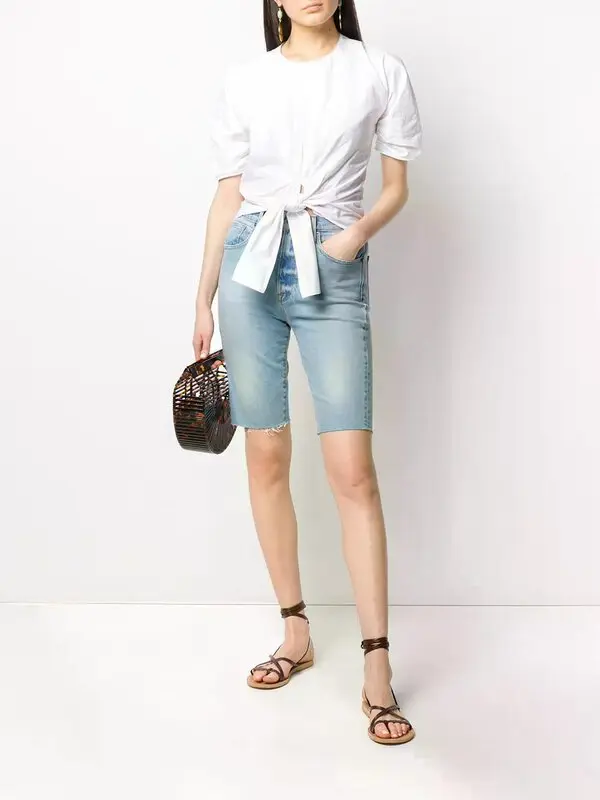 FRAME Mid-rise Faded Denim Shorts