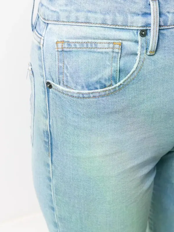 FRAME Mid-rise Faded Denim Shorts