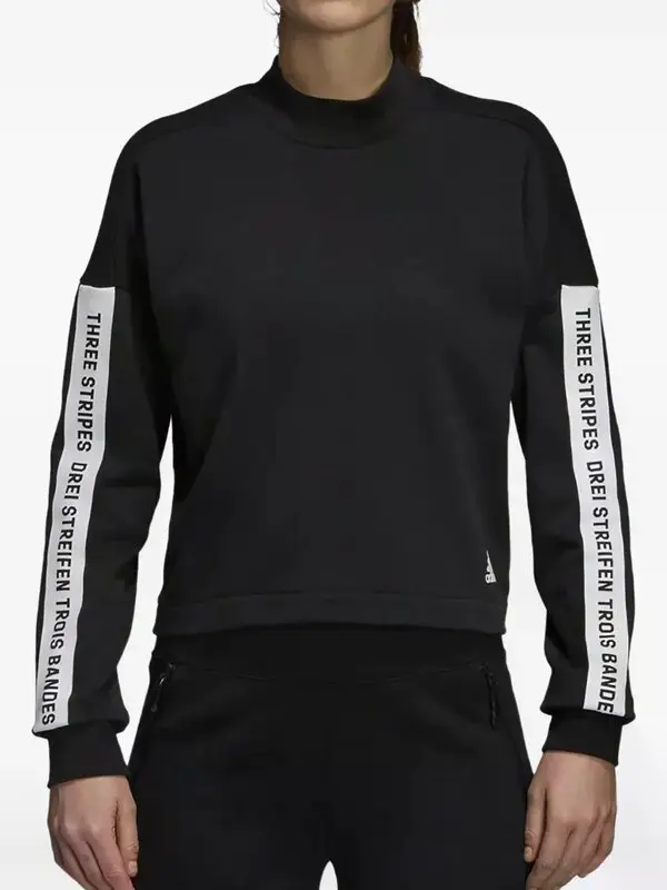 Adidas Sports Id Cropped Sweatshirt With High Neck And Stripe Detail - Black