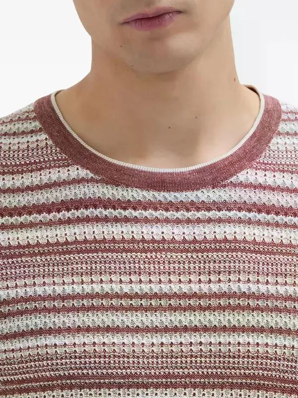 Agnona Linsee Jacquard Striped Knit T-shirt