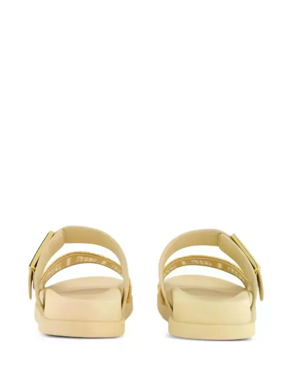 Fendi Feel Buckle Woven Raffia Sandals