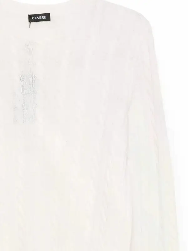 CENERE GB Cable Knit V-neck Wool Sweater