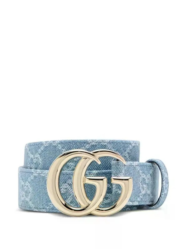 Gucci Gg Monogrammed Denim Belt - Blue