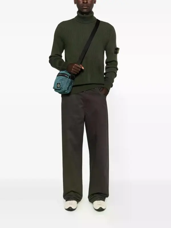 Stone Island Ribbed Wool Turtleneck Sweater - Green