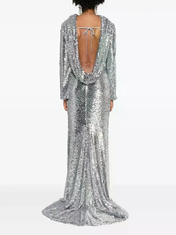 Giuseppe Di Morabito Sequined Asymmetric Evening Gown - Silver