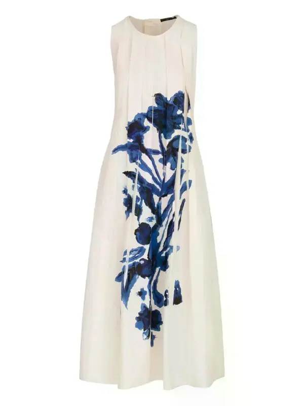 High Floral-print Pleated Dress