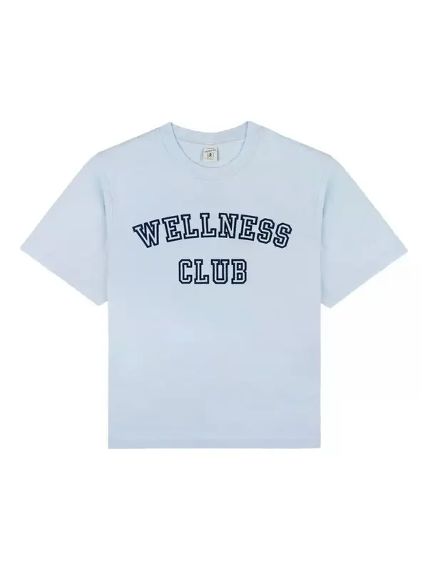 SPORTY & RICH Logo Print Cotton T-shirt - Blue