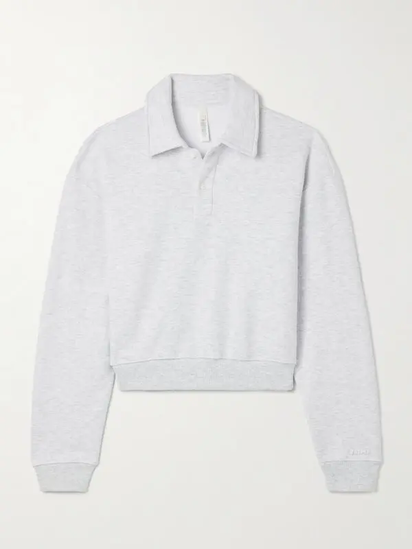SKIMS Cotton-blend Jersey Long Sleeve Henley - Gray