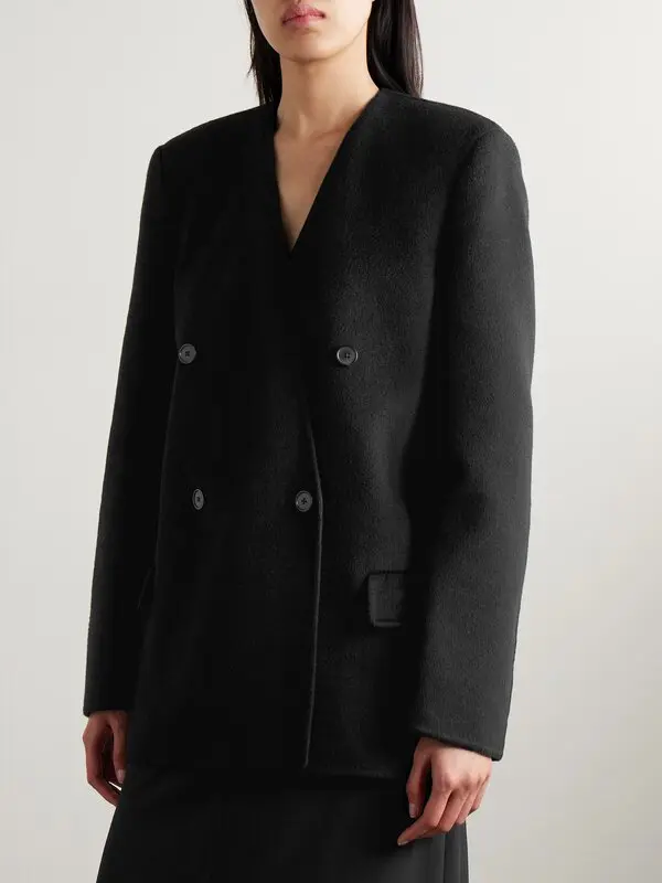 THE ROW Calitra Double-breasted Cashmere Blazer With Detachable Scarf