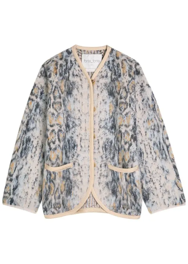 FORTE_FORTE Python-effect Jacquard Brushed-knit Jacket