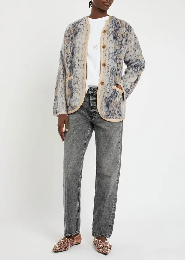 FORTE_FORTE Python-effect Jacquard Brushed-knit Jacket
