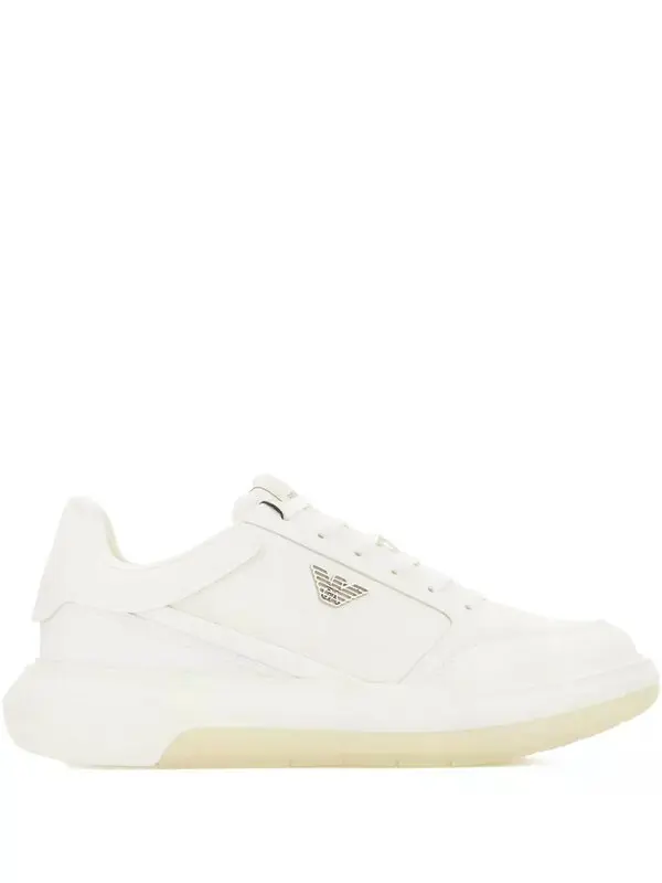 Emporio Armani Leather Platform Sneakers - White