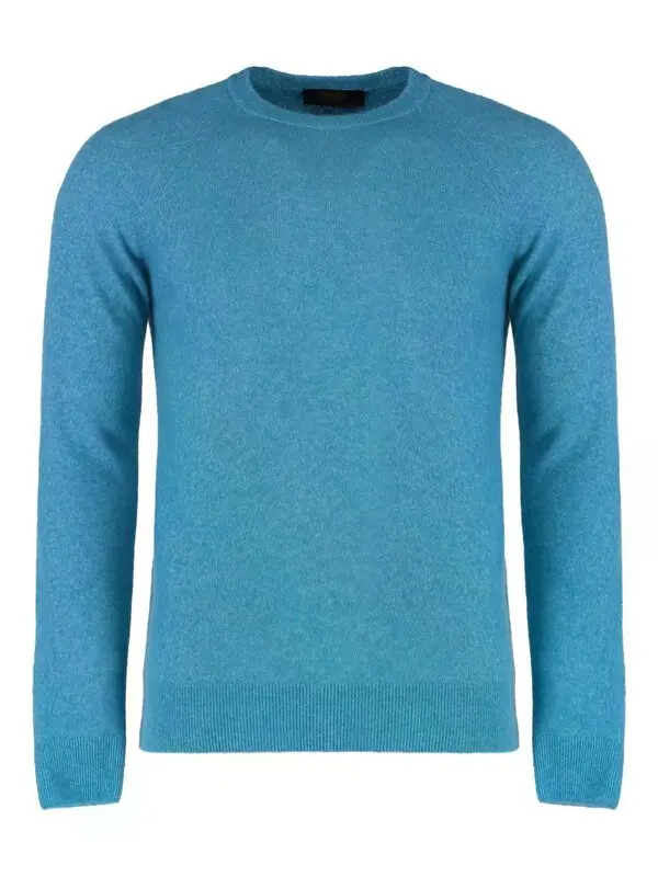 MOORER Ribbed Crew-neck Sweater - Blue