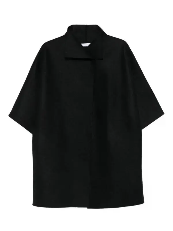 Harris Wharf London Short-sleeve Collared Wool Coat - Black