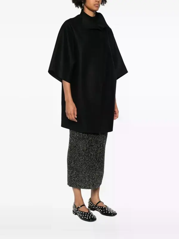 Harris Wharf London Short-sleeve Collared Wool Coat - Black