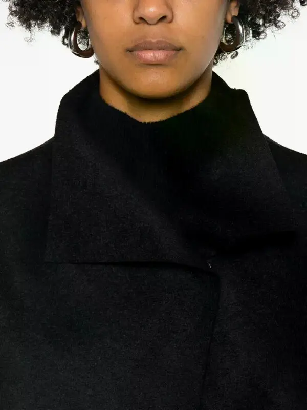 Harris Wharf London Short-sleeve Collared Wool Coat - Black