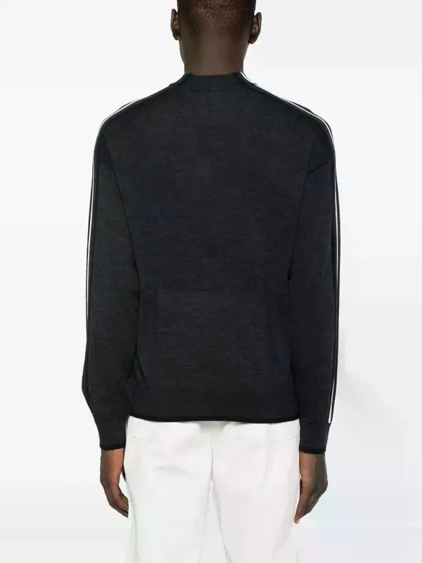 Emporio Armani Striped Detail Wool Sweater - Grey