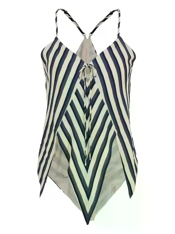 Rosie Assoulin V-neck Spaghetti Strap Chevron Top