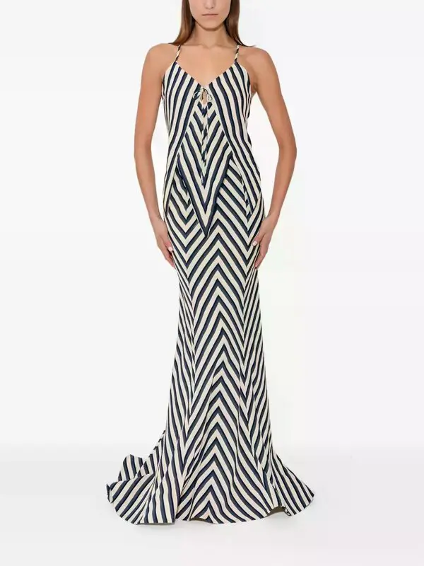 Rosie Assoulin V-neck Spaghetti Strap Chevron Top