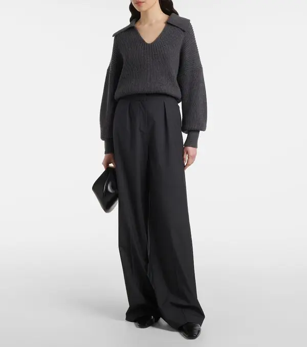 JOSEPH Ribbed-knit Wool-blend Polo Sweater