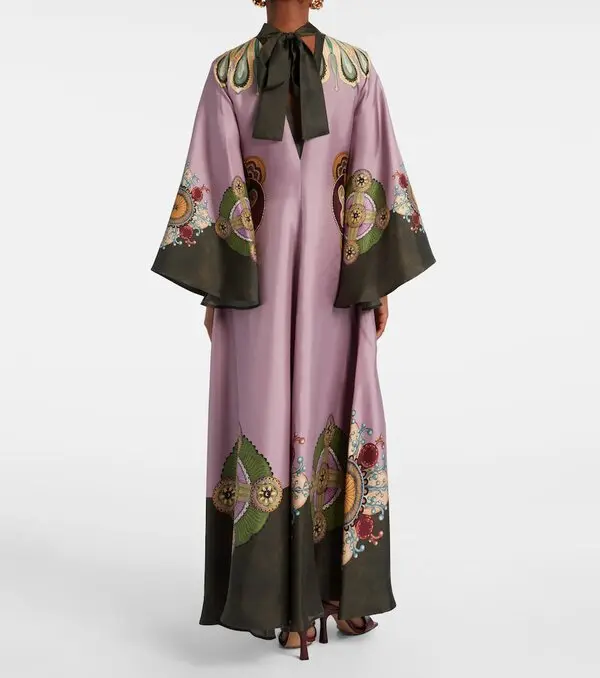 La DoubleJ Magnifico Printed Silk Twill Kaftan - Multicoloured