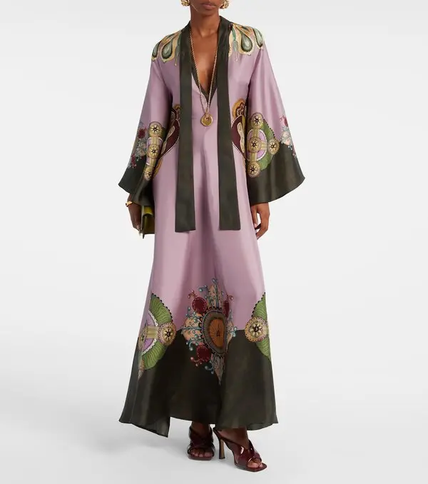 La DoubleJ Magnifico Printed Silk Twill Kaftan - Multicoloured