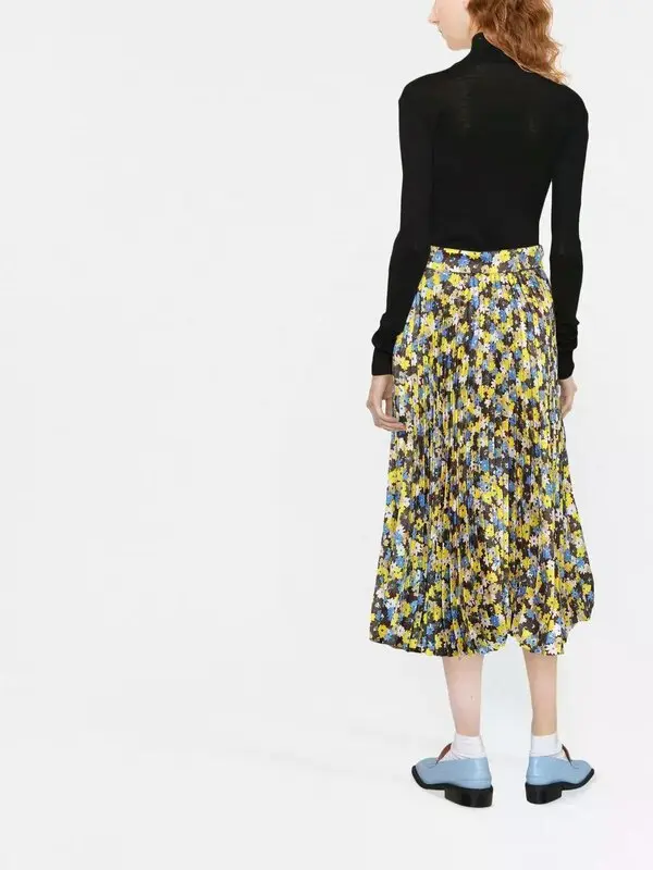 Plan C Twill Daisy Bouquet Print Skirt