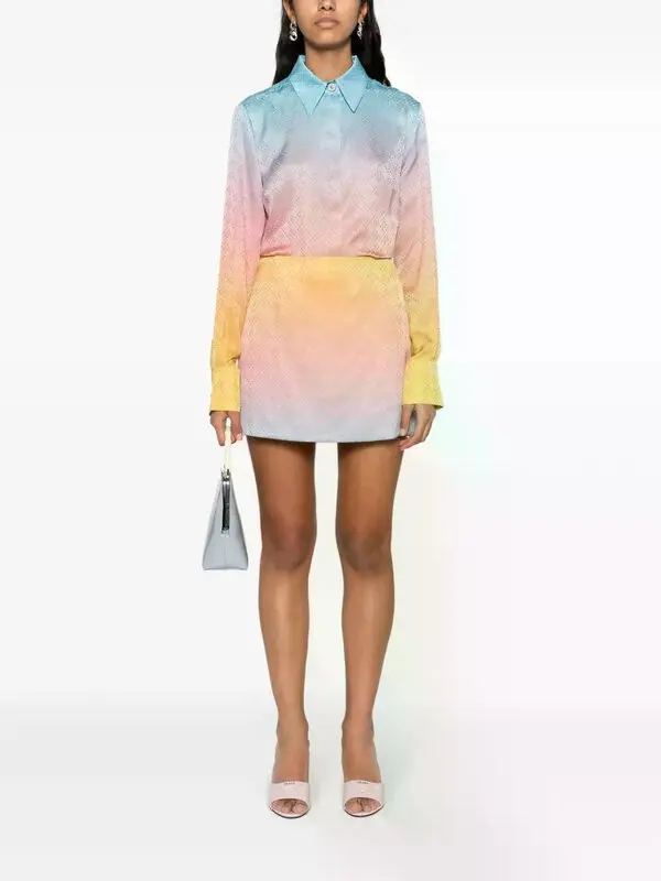 Casablanca Pastel Gradient Silk Jacquard Shirt - Blue