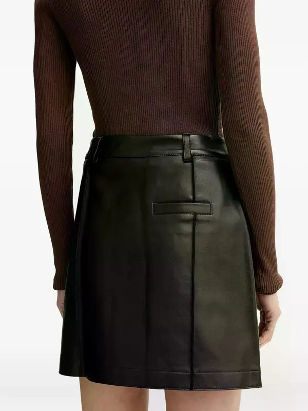 AERON Button-fastening Leather Mini Skirt