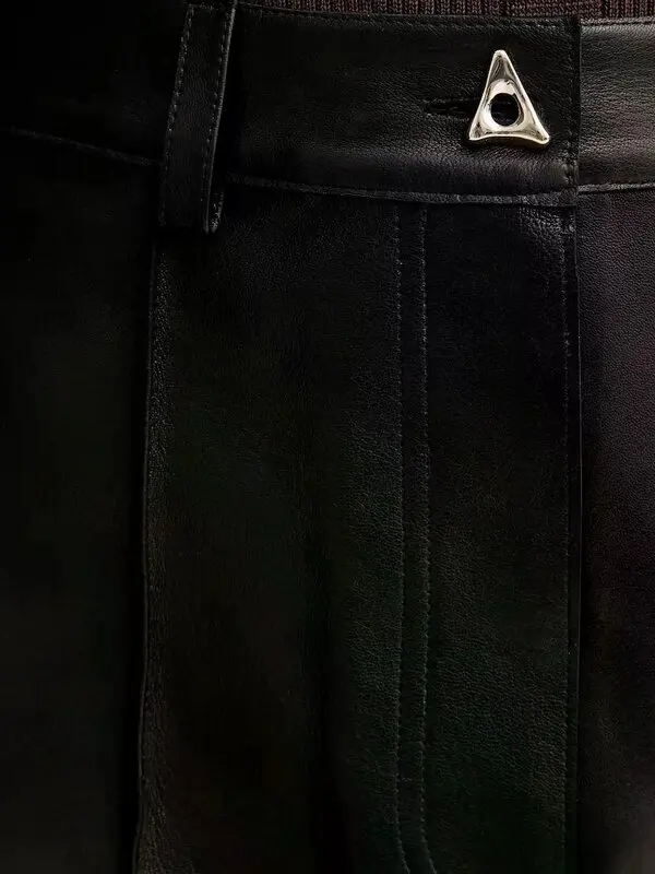 AERON Button-fastening Leather Mini Skirt
