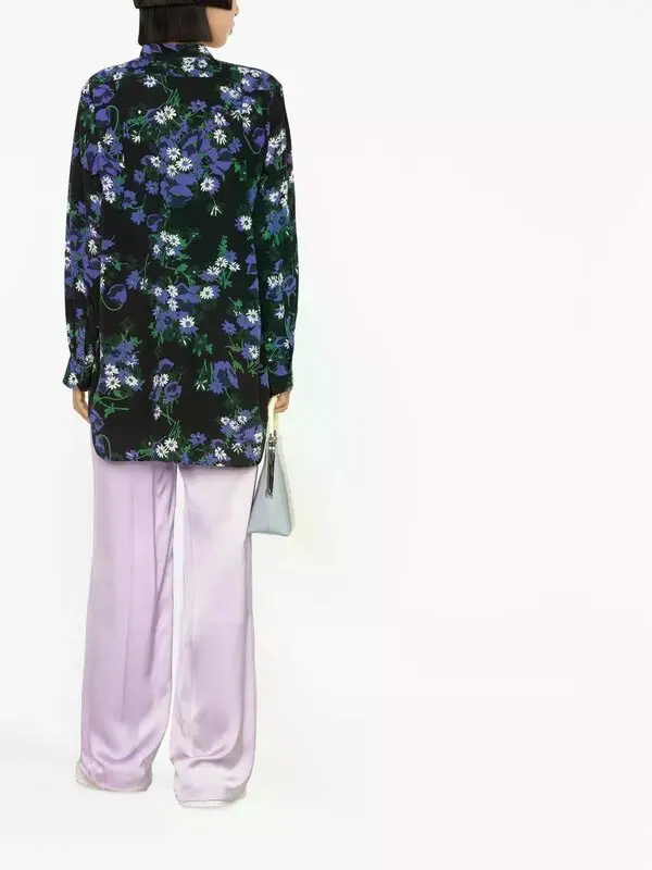 Plan C Floral Print Silk Shirt