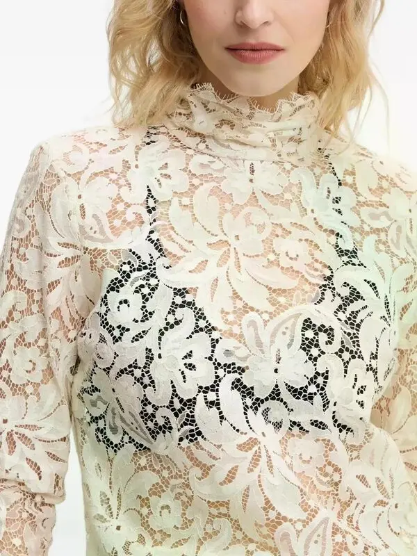 A.L.C. Floral Lace Mock Neck Blouse