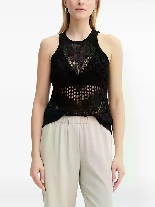 AERON Lace Knit Tank Top - Black