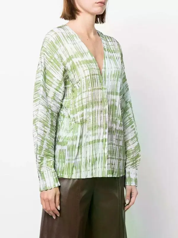 Vince Tie-dye Silk Long-sleeve Blouse