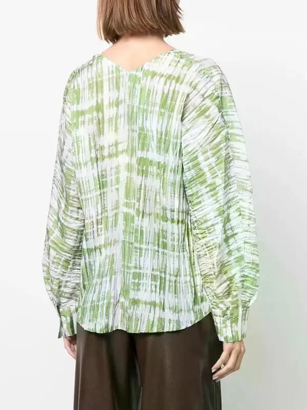 Vince Tie-dye Silk Long-sleeve Blouse