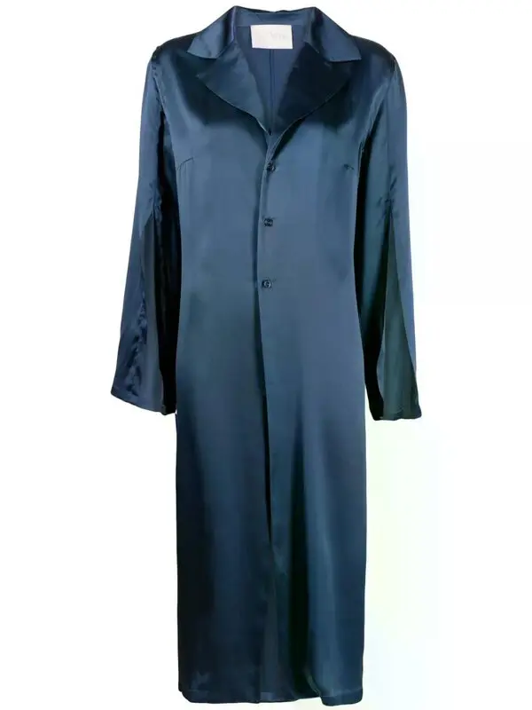 WOERA Notched-collar Silk Shirt - Blue