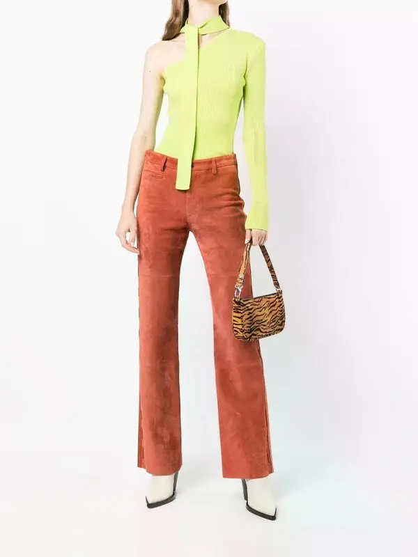 Andersson Bell Ribbed Knit One-shoulder Top With Scarf Detail