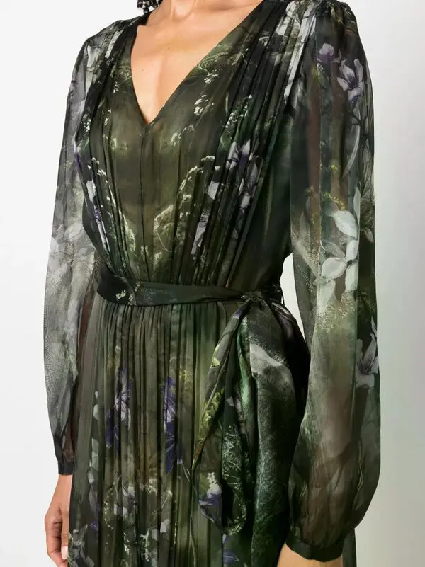 Alberta Ferretti Floral Print Silk Maxi Dress