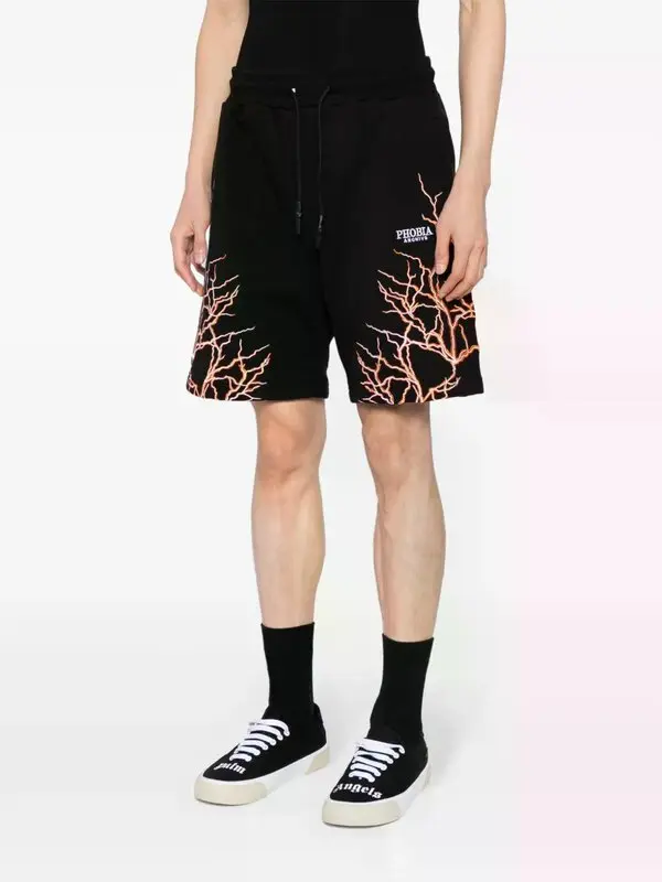 PHOBIA Lightning Embroidered Track Shorts