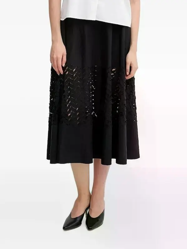 SANDRO FERRONE Cut-out Flared Midi Skirt - Black