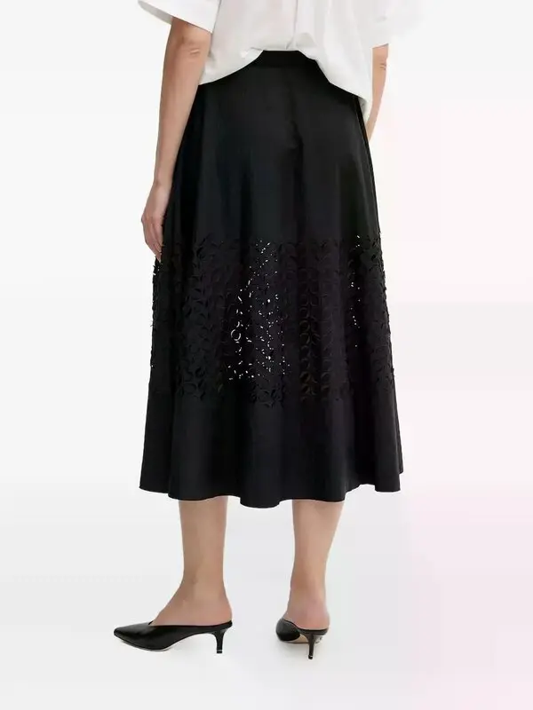 SANDRO FERRONE Cut-out Flared Midi Skirt - Black